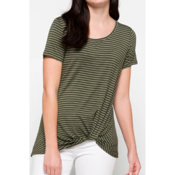 nine britton | Tops | Nine Britton Green White Stripped Tshirt Size S ...